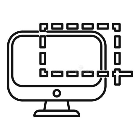 Computer Monitor Displaying Selection Tool Expanding Screen Area Stock