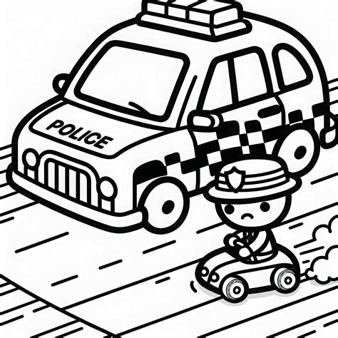 Auto Della Polizia Giocattolo Insegue Un Piccolo Ladro Di Giocattoli