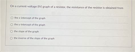 Solved On A Current Voltage Iv ﻿graph Of A Resistor The