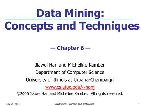 Data Mining Concepts And Techniques — Chapter 6