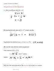 Inverse Of A Matrix Using Inverses To Solve Equations And Course Hero
