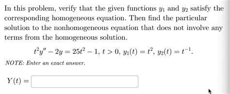 Solved In This Problem Verify That The Given Functions Y1