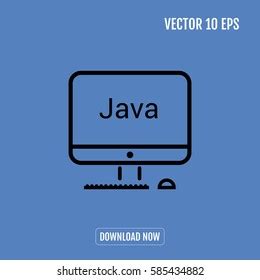 Mono Lines Simple Display Java Programming Stock Vector Royalty Free