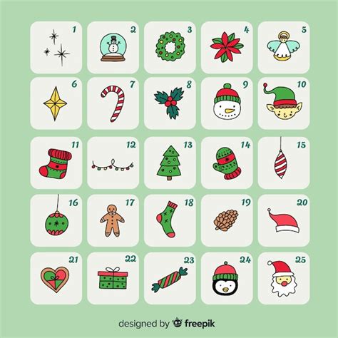 강림절 달력 무료 벡터