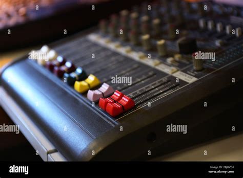 Sound Music Mixer Control Panel Close Up Stock Photo Alamy