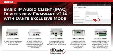 Barix Ipac Devices New Firmware V2 14 With Dante Exclusive Mode Barix