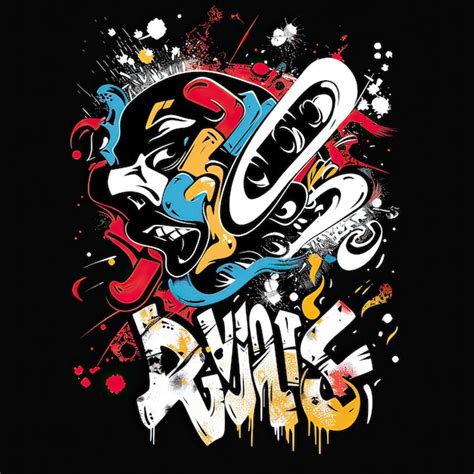 Premium Photo Skull Trendy Vector Style Graffiti Typographic Art Black Background Vector Art