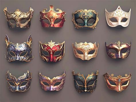 Premium Photo Set Of Venetian Opera Carnival Masquerade Masks In High Resolution