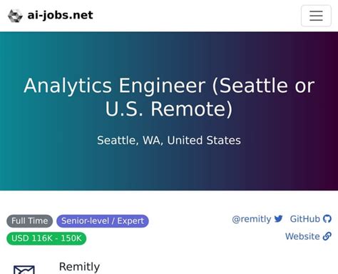 [hiring] analytics engineer seattle or u s remote in seattle wa