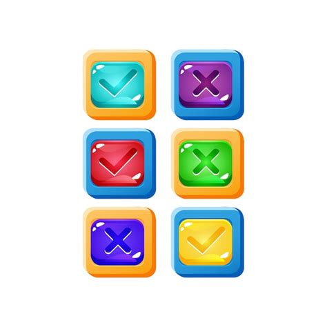 premium vector set of colorful yes and no check marks jelly game ui