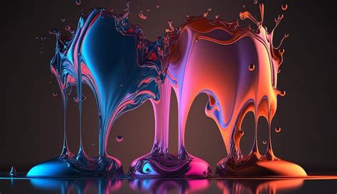 Premium Ai Image Digital Art Liquid Splash Pink Colorful Abstract Ai