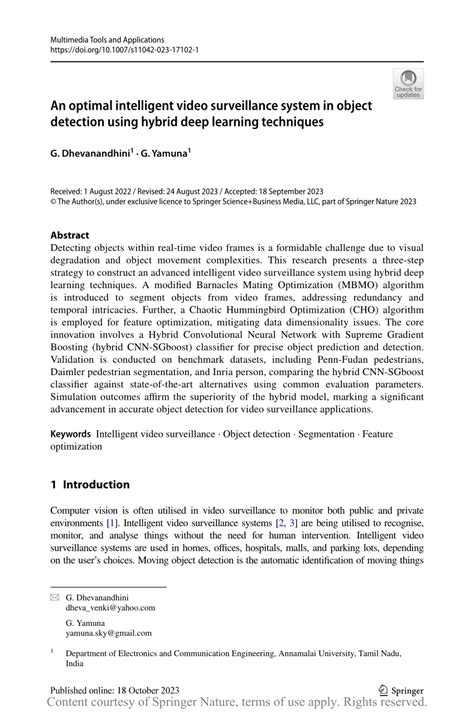 An Optimal Intelligent Video Surveillance System In Object Detection Using Hybrid Deep Learning