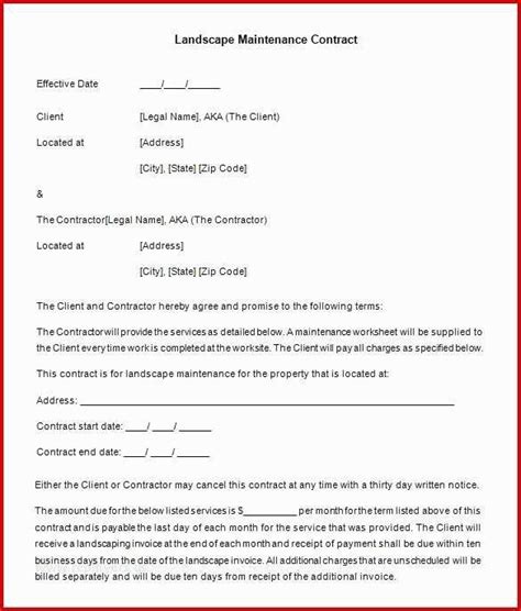 Landscape Installation Contract Template Landscape Architecture