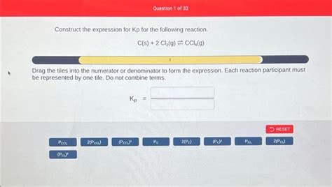 Solved Construct The Expression For Kp For The Following Chegg Com