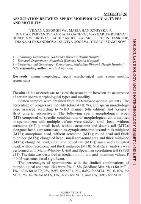 PDF Association Between Sperm Morphological Types And Motility