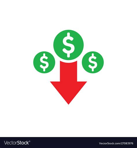 Money Dollar Down Arrow Falling Finance Graphic Vector Image