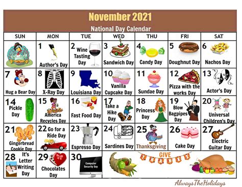 Printable National Day Calendar