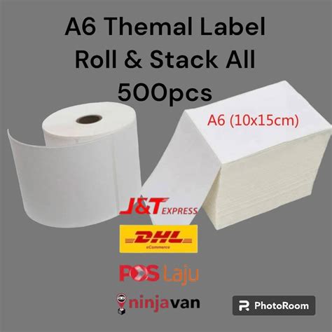 A6 Thermal Label Sticker 500pcs Roll And Fold Shipping Label Awb