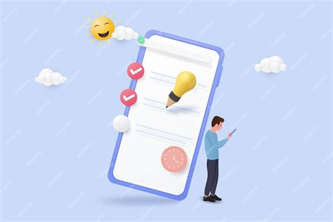 Premium Vector Characters Planning Work Tasks With Mobile Phone Time Management Concept 3d