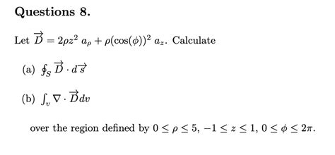 Solved Questions 8 Let Vec{d} 2 Rho Z {2}