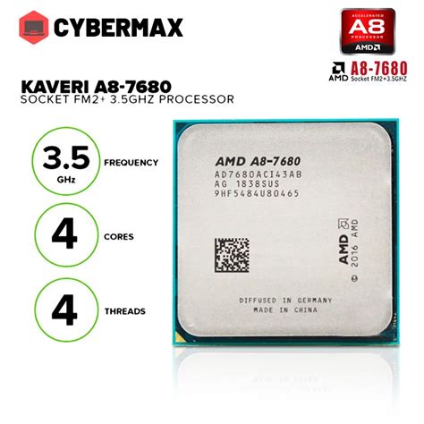 AMD A8 7680 Desktop Processor CPU Quad Core 4 Thread 3 50GHz With Radeon R7 Graphics Shopee