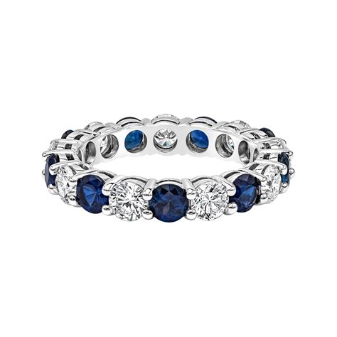 Alternating Blue Sapphire And Diamond Seven Stone Wedding Band At 1stdibs