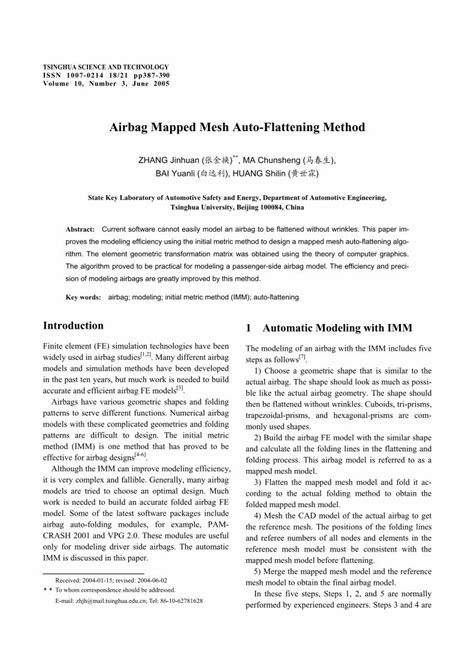 Pdf Airbag Mapped Mesh Auto Flattening Method Dokumentips
