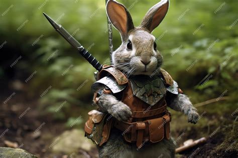 Premium Photo Photo Of Warrior Rabbit In The Forest