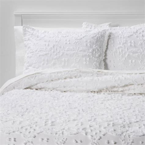 King Clipped Chenille Comforter And Sham Set White Threshold