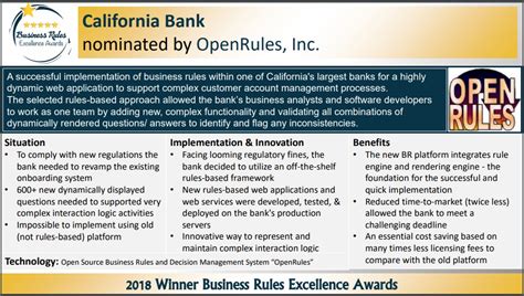 winning 2018 business rules excellence award openrules decision