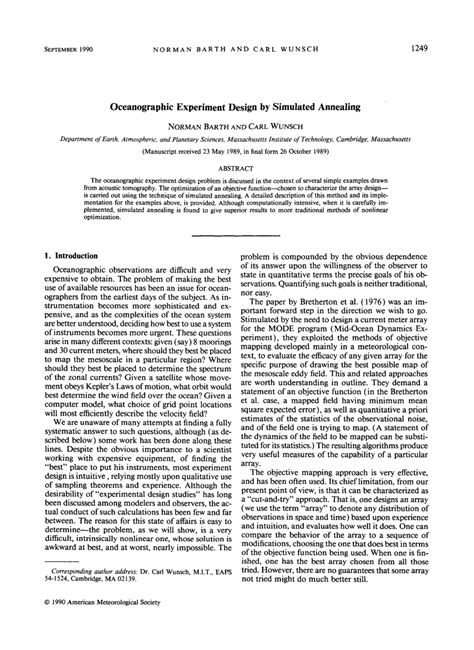 Pdf Oceanographic Experiment Design By Simulated Annealing