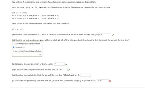 Solved You Will Use R To Complete This Problem Round Chegg Com