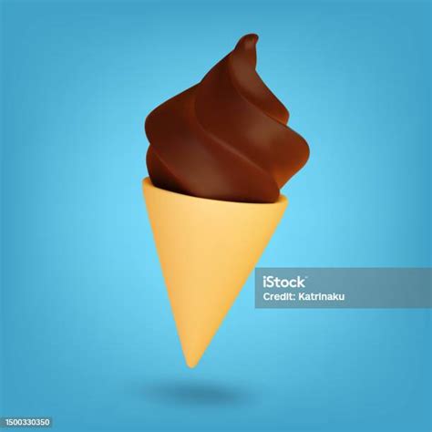 초콜릿 아이스크림 3d 아이콘입니다 파란색 배경에 3d 렌더링 벡터 그림 0명에 대한 스톡 벡터 아트 및 기타 이미지 0명 3차원 형태 과일 Istock