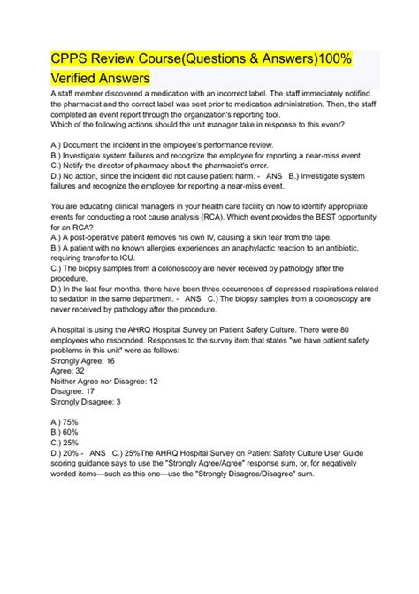 Cpps Review Course A Gradedquestions And Answers100 Verified Answers