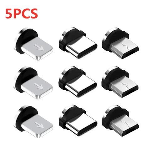 อะแดปเตอร์สายชาร์จ Type C Micro Usb C แม่เหล็ก ทรงกลม 5 ชิ้น Shopee Thailand