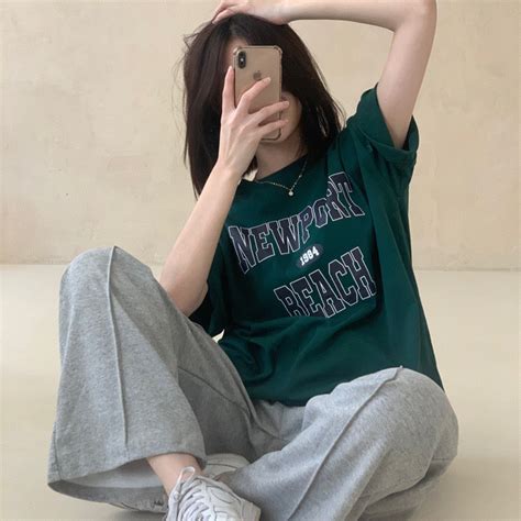 11할인 뉴포트비치 박시핏 오버핏 레터링 반팔티 에이블리