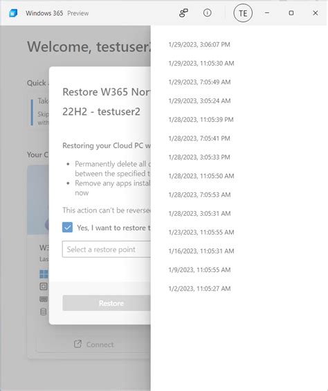 Getting Started With Windows 365 Part 6 Point In Time Restore Windows 365 Windows