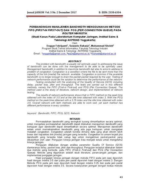 Analisis Manajemen Bandwidth Dengan Metode Pcq Per Connection Queue