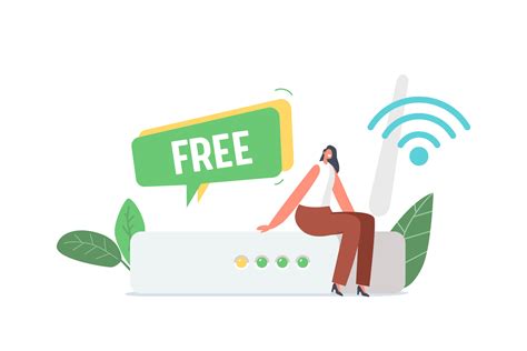 Tiny Female Character Sitting At Huge Wifi Router Graphic By Ivectorstudio Creative Fabrica
