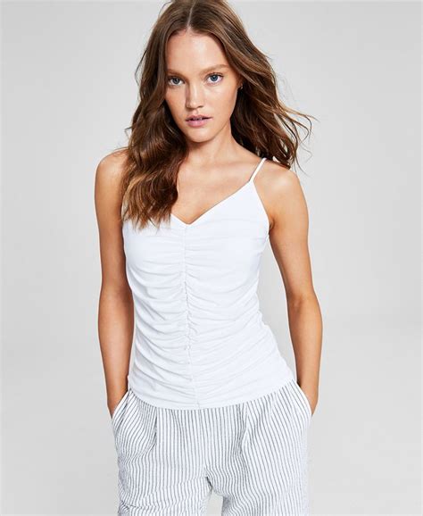 Bar Iii Womens Spaghetti Strap Ruched Camisole Created For Macys