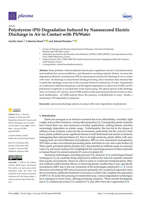 Pdf Polystyrene Ps Degradation Induced By Nanosecond Electric