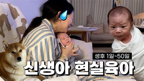 Vlog 육아 브이로그 조리원 퇴소 후 신생아 멘붕 현실육아 첫 목욕 신생아~50일 Youtube