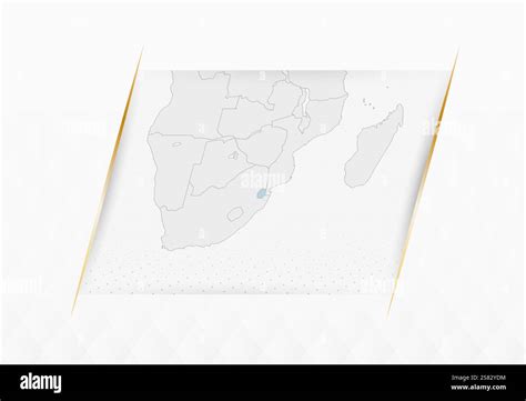 Swaziland Map In Blue With Gold Framed Accents Modern Vector Map Of Swaziland Vector
