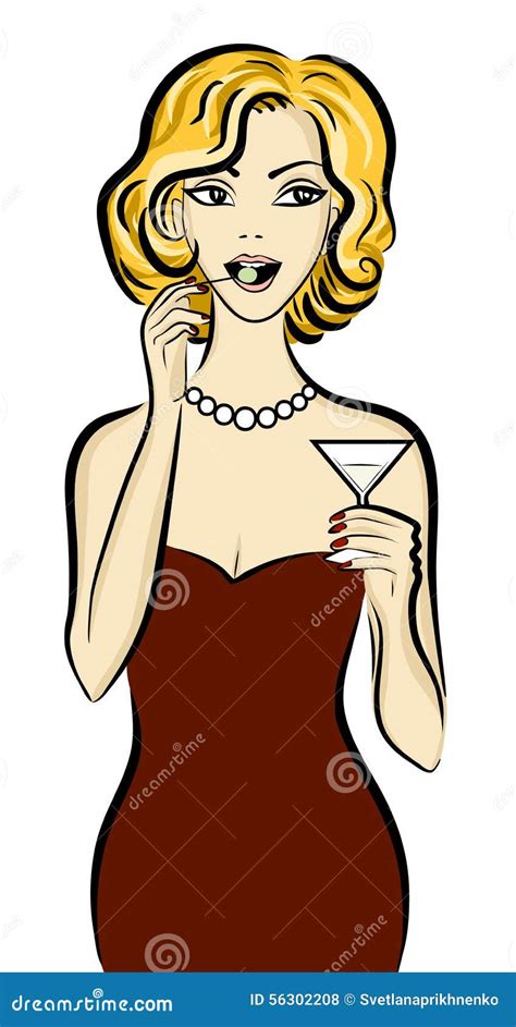 Woman Drinking Martini Stock Vector Illustration Of Dress 56302208