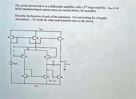 Solved The Circuit Shown Below Is A Differential Amplifier With A 2d Stage Amplificr Ias Is An
