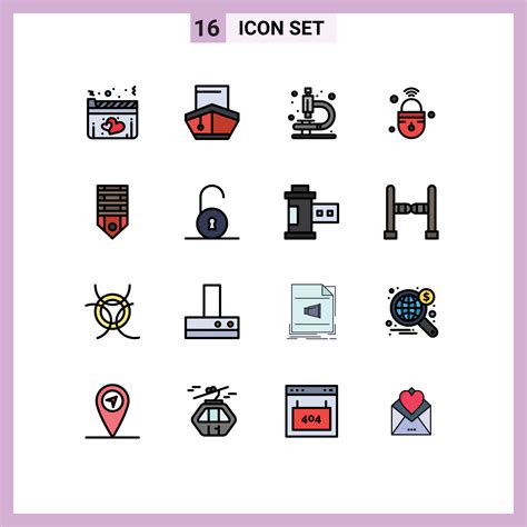 Set Of 16 Modern Ui Icons Symbols Signs For Badge Secure Vehicles Lock Internet Of Things