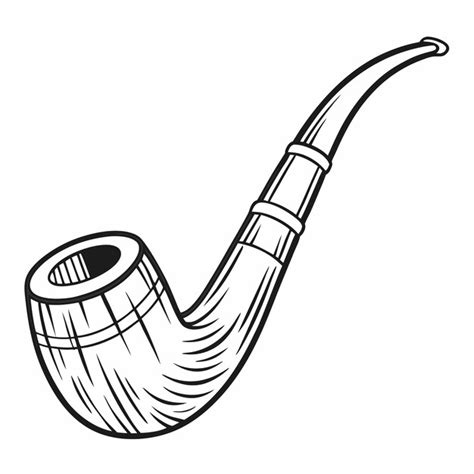흰색 배경에 고립 된 나무 흡연 파이프 프리미엄 벡터