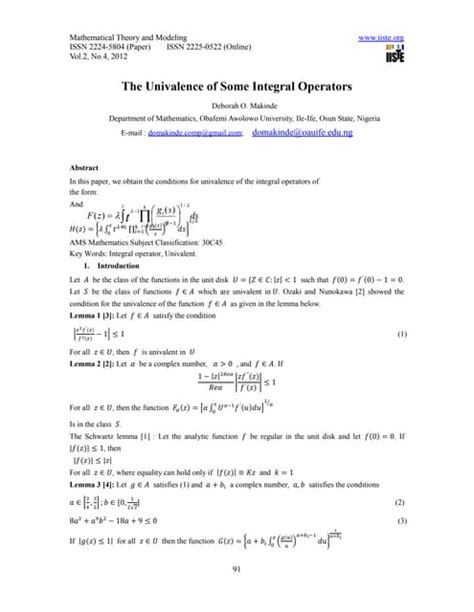 The Univalence Of Some Integral Operators Pdf