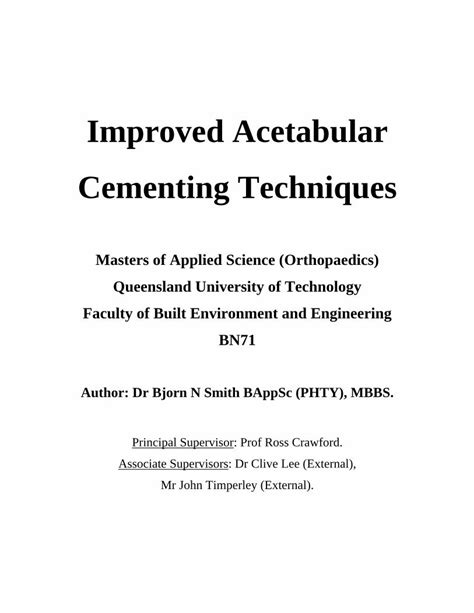 Pdf Improved Acetabular Cementing Techniques · Improved Acetabular Cementing Techniques