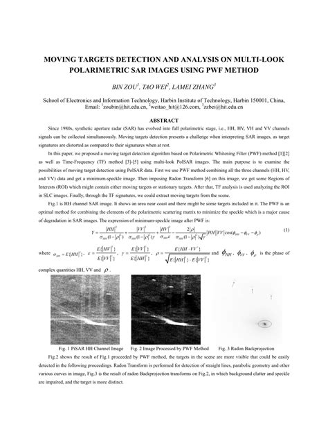 Pdf Moving Targets Detection And Analysis On Multi Look Polarimetric